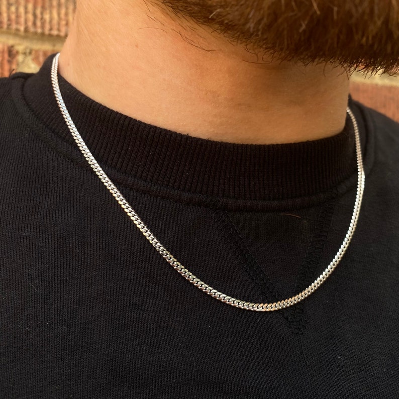 3.5mm Silver Cuban Chain Necklace Miami Cuban Link Chain for - Etsy