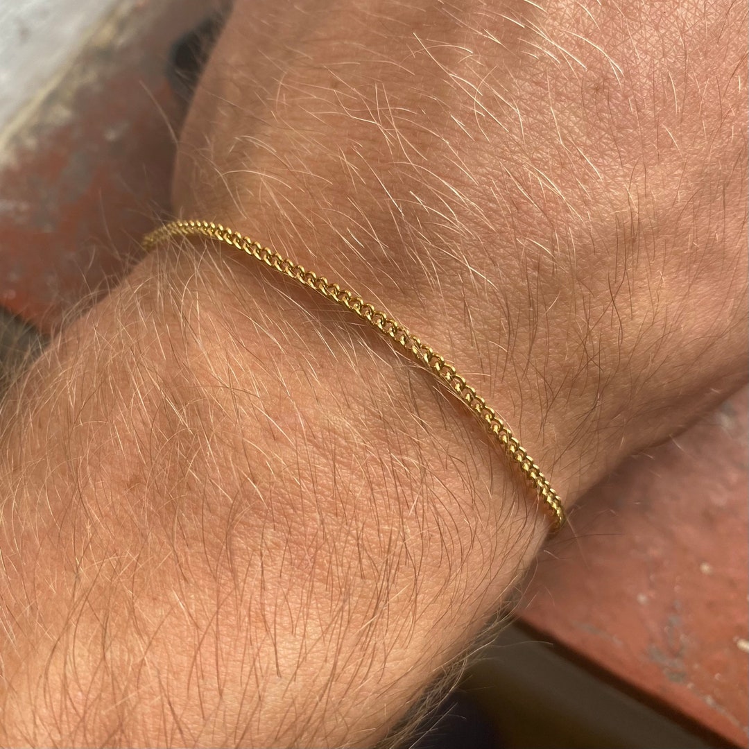 Mens Bracelet Thin Gold Bracelet Men 2mm Mens Gold Chain Bracelet Connell Cuban Link Chain Mens Thin Bracelet Armband Jewelry Gifts Etsy