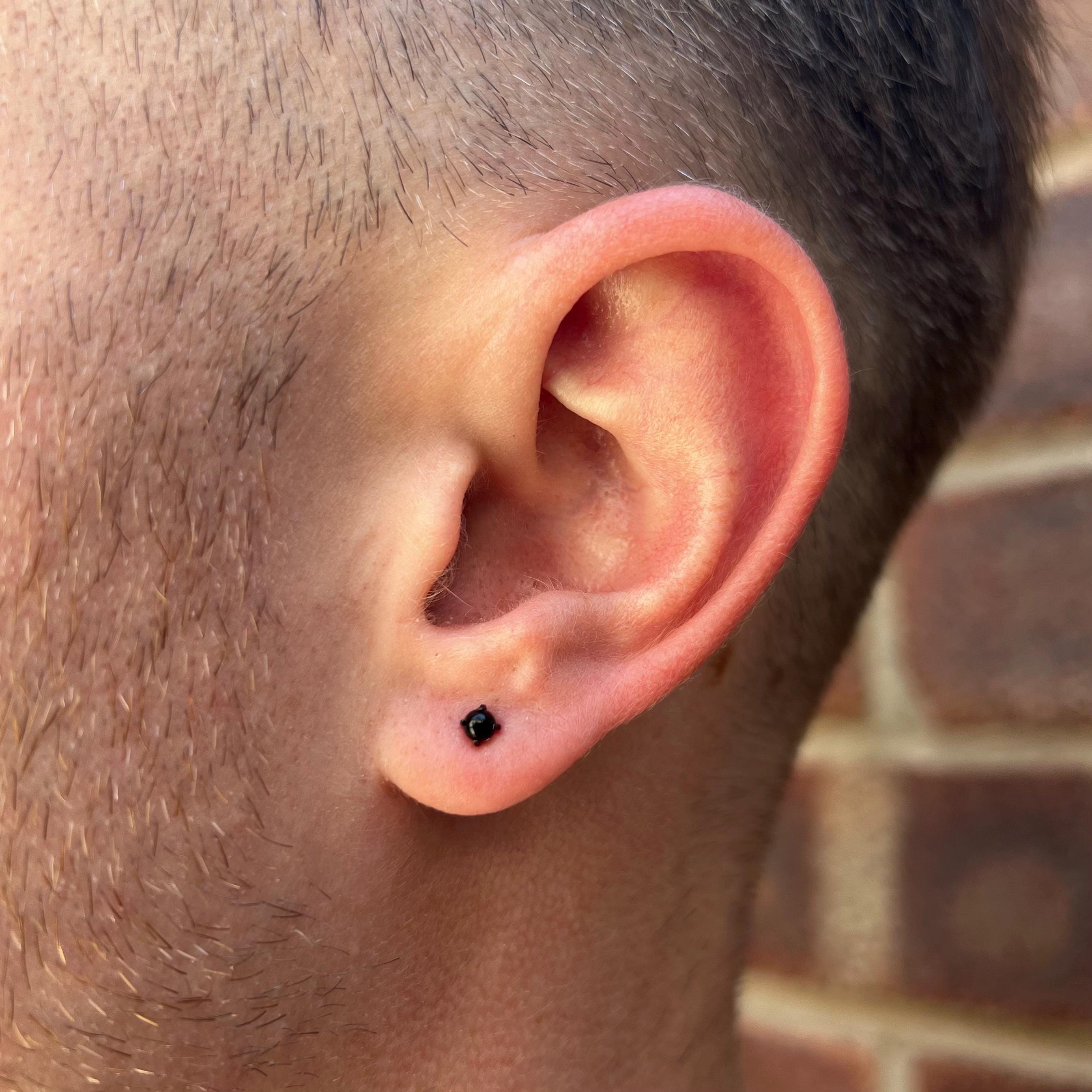 Mens Earrings - Black Stud Earrings Men, Black Studded Earrings, Black ...