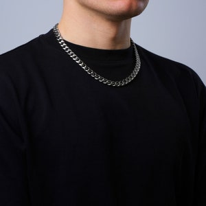 10mm Black Chain Necklace, Mens Thick Black Cuban Chain, Mens Black ...