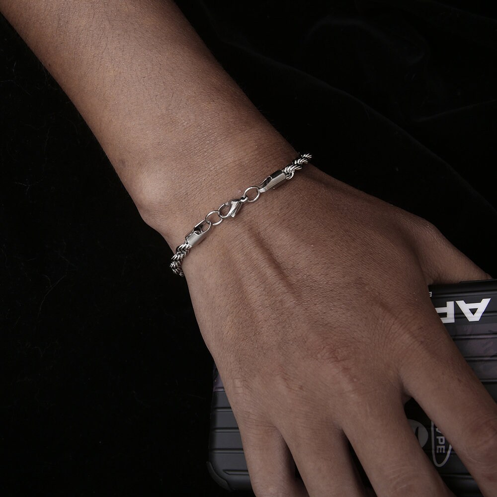 Silver Mens Bracelet 5MM Rope Chain Bracelet Link Fathers - Etsy UK