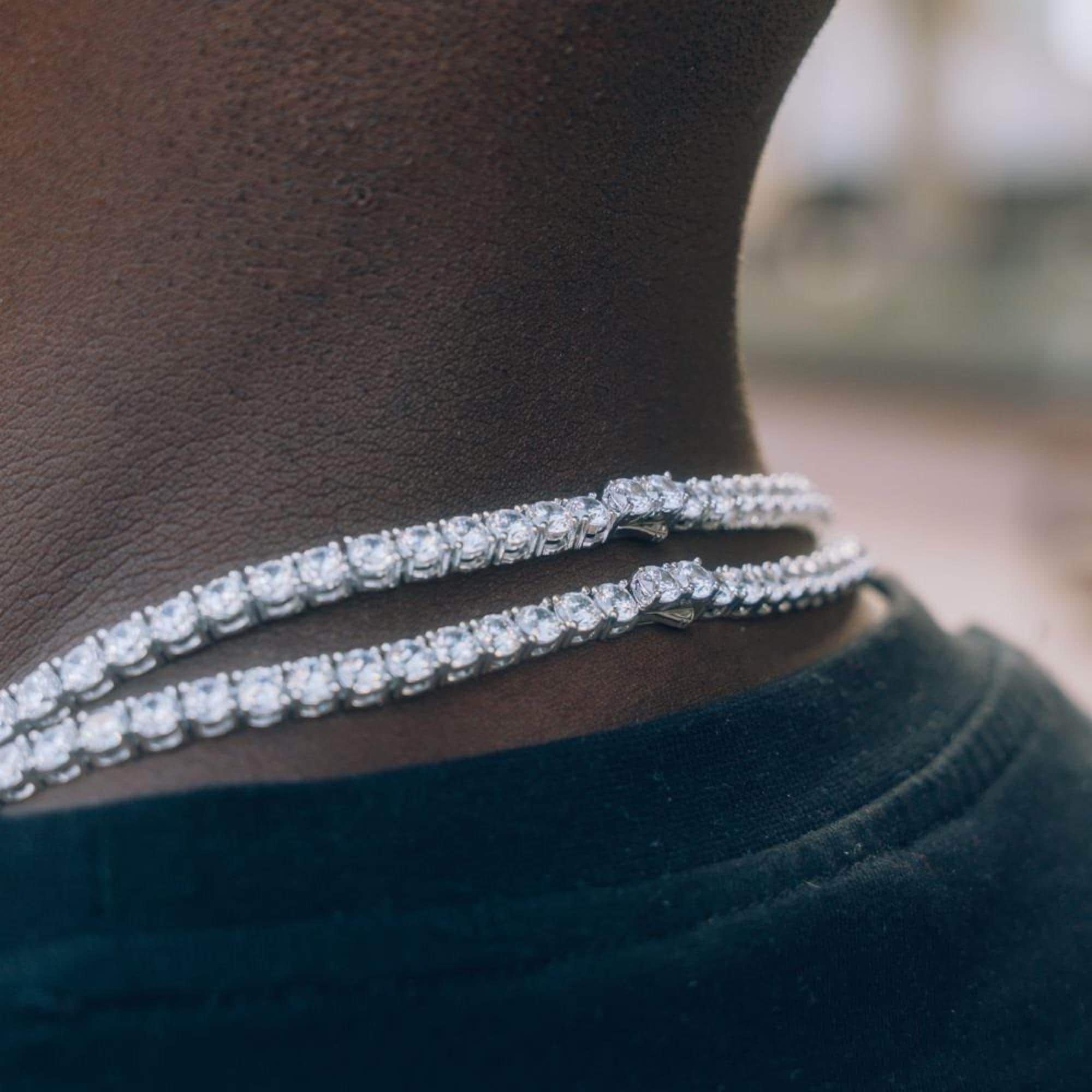 Silver Tennis Chain, 5mm Diamond Tennis Chain, Silver Chain Necklace ...