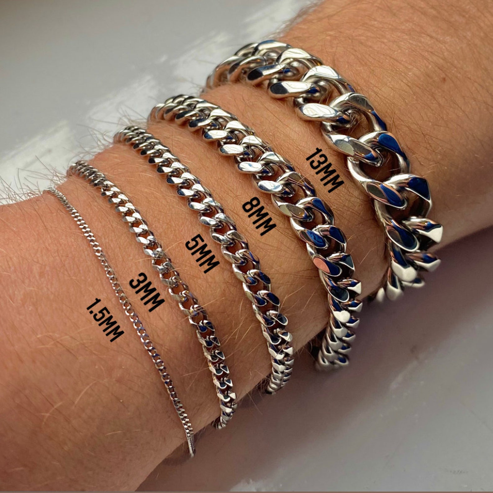 Silver Bracelet Men Mens Bracelet 3mm Curb Chain Thin Silver - Etsy