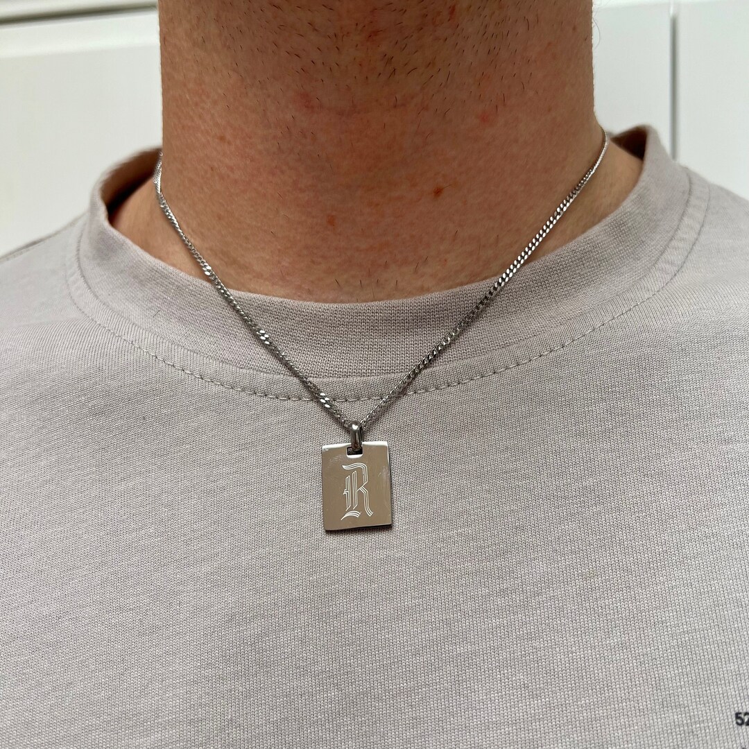 Mens Initial Necklace for Men / Women, Personalised Silver Necklace ...