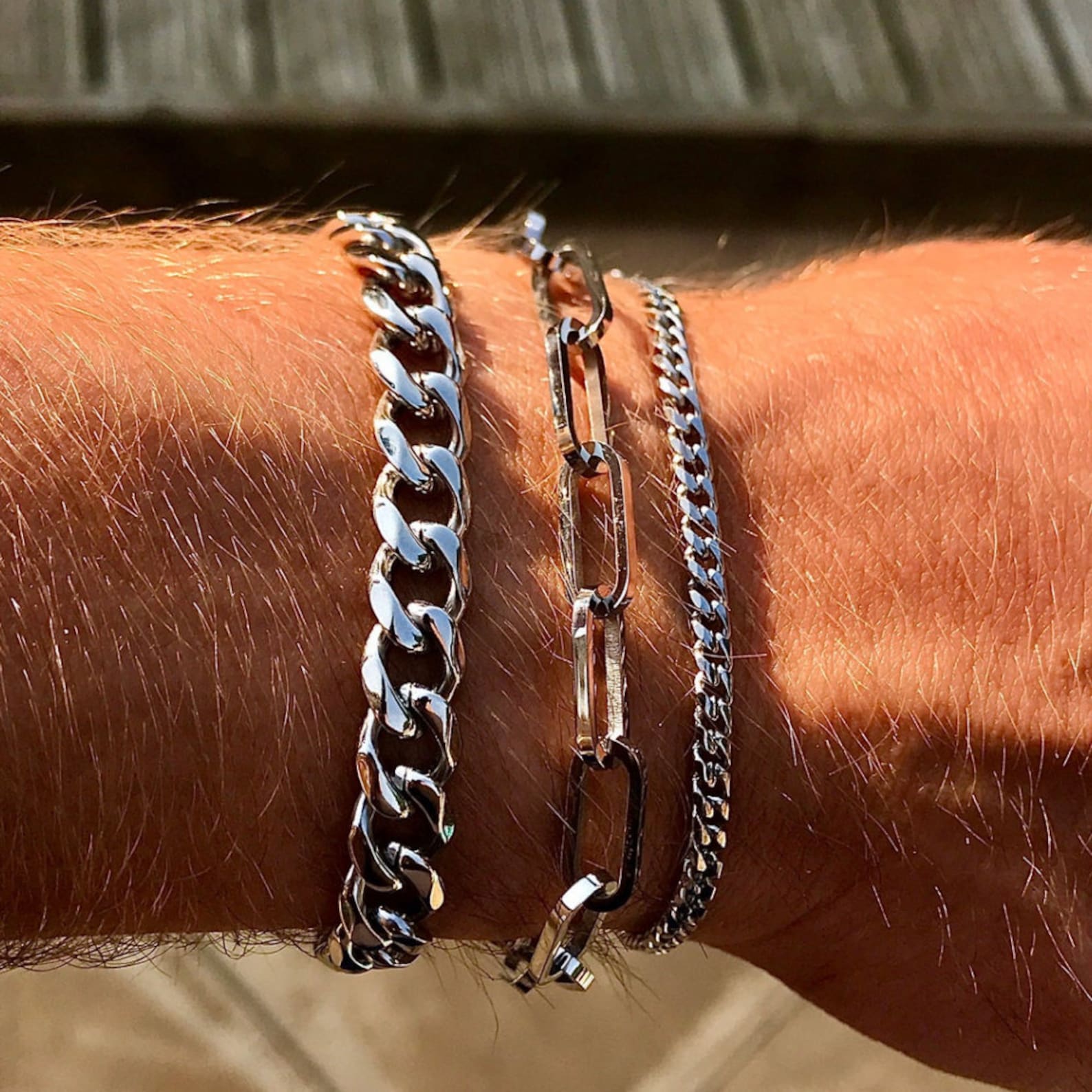 Silver Bracelet Men Mens Bracelet 3mm Curb Chain Thin Silver - Etsy