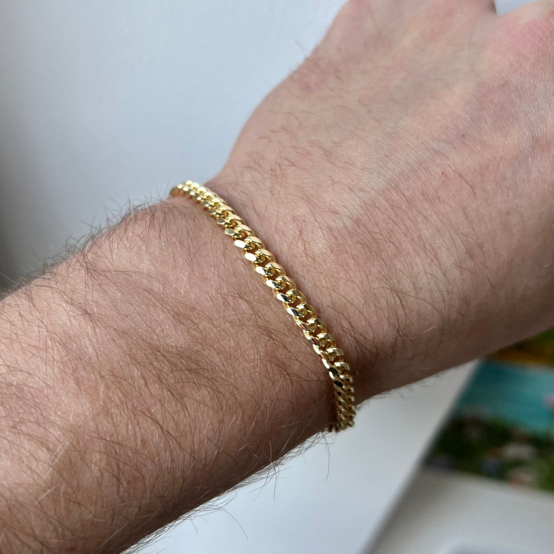 Mens Bracelet - 5mm Miami Cuban Gold Bracelet, Mens Gold Bracelet Miami ...