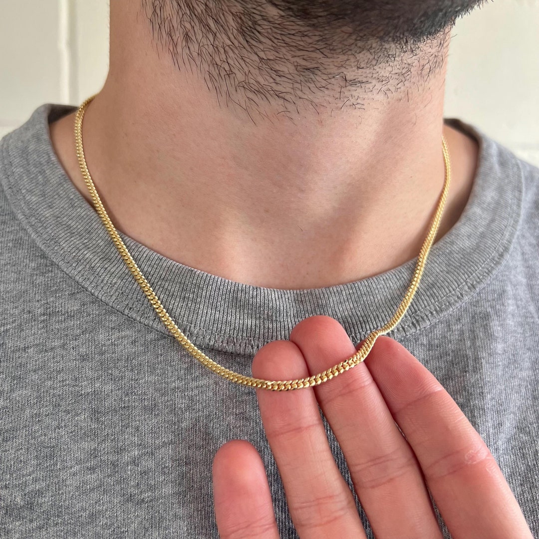 Thin Gold Chain - Gold Cuban Link Chain - Mens Gold Chain - Mens ...