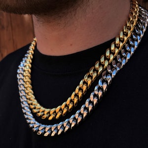 Silver Cuban Chain Thick Necklace Chain Choker Cuban Curb 12mm ...