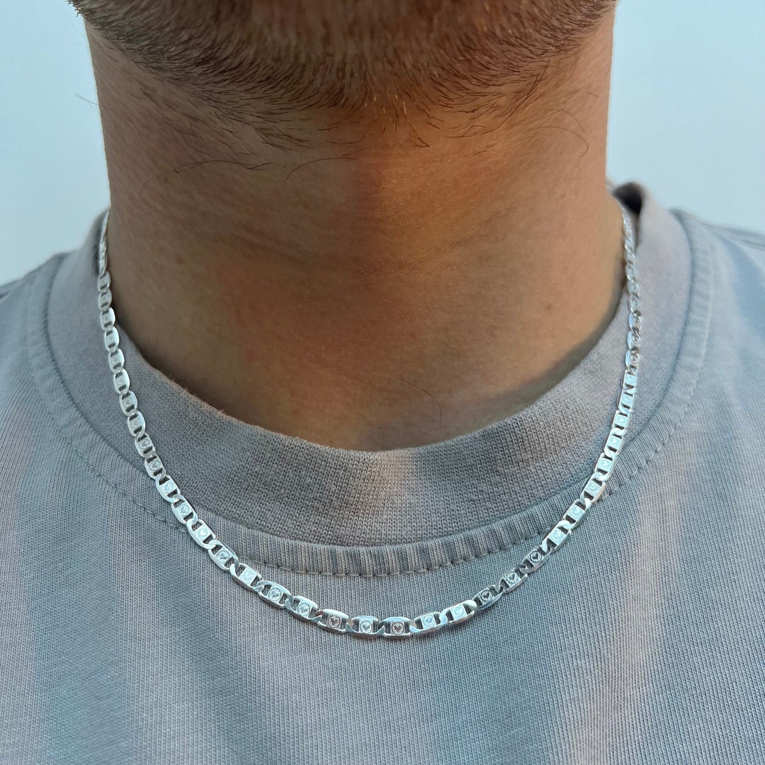Silver Valentino Chain - Mens Chain Necklace - Love Heat Chain - 925 ...