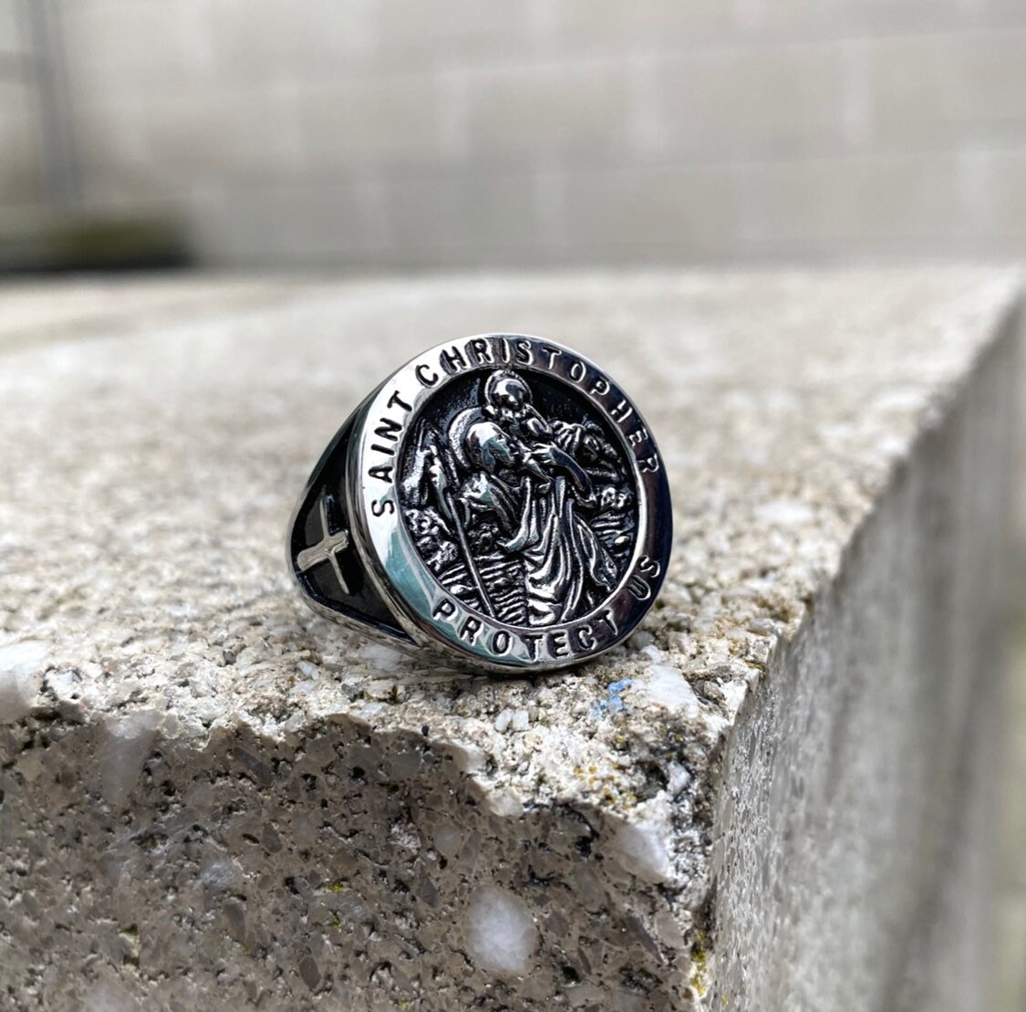 Mens Ring Silver Ring Mens Signet Statement Sovereign Steel | Etsy