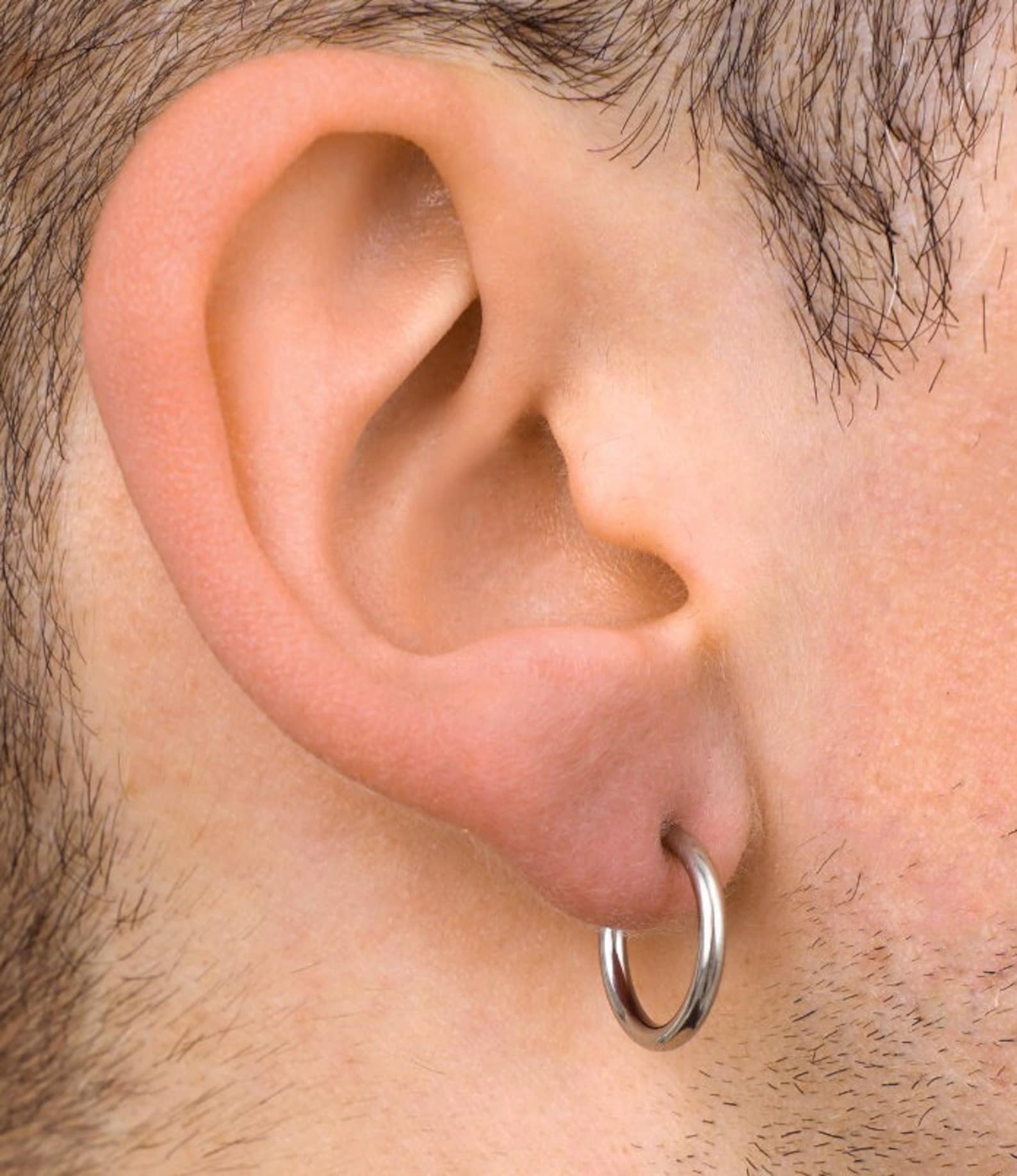 Mens Silver Earrings Stainless Steel Silver 15mm Mens Hoop Earrings ...