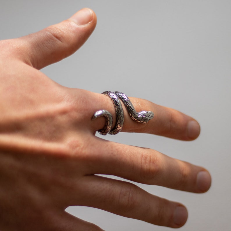 Silver Snake Ring Mens Ring Silver Strong Stainless Steel | Etsy