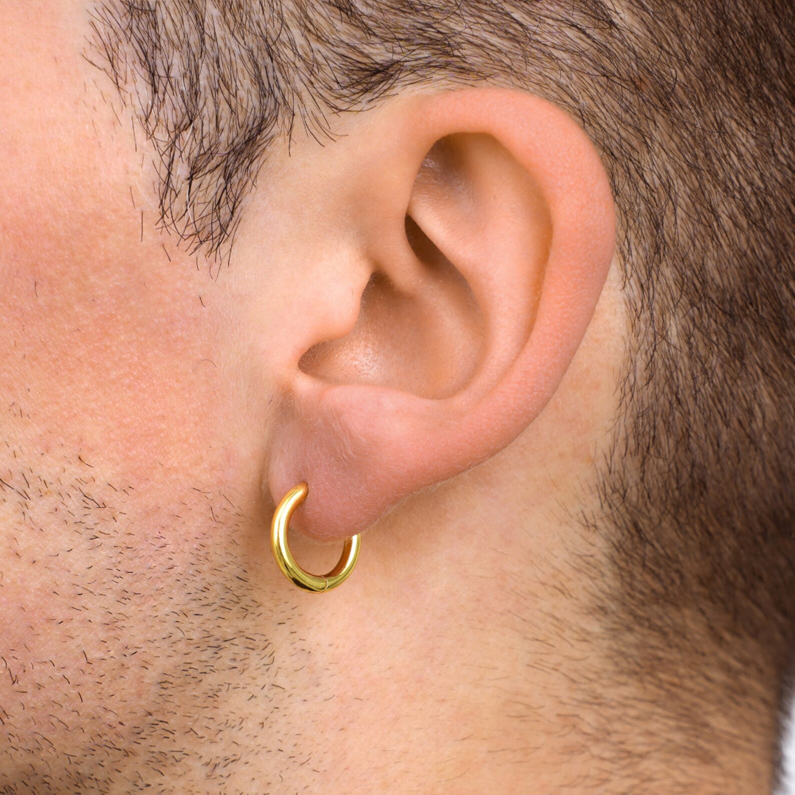 Mens Hoop Earrings - Gold 16mm Mens Hoop Earrings - Gold Hoops for Men ...