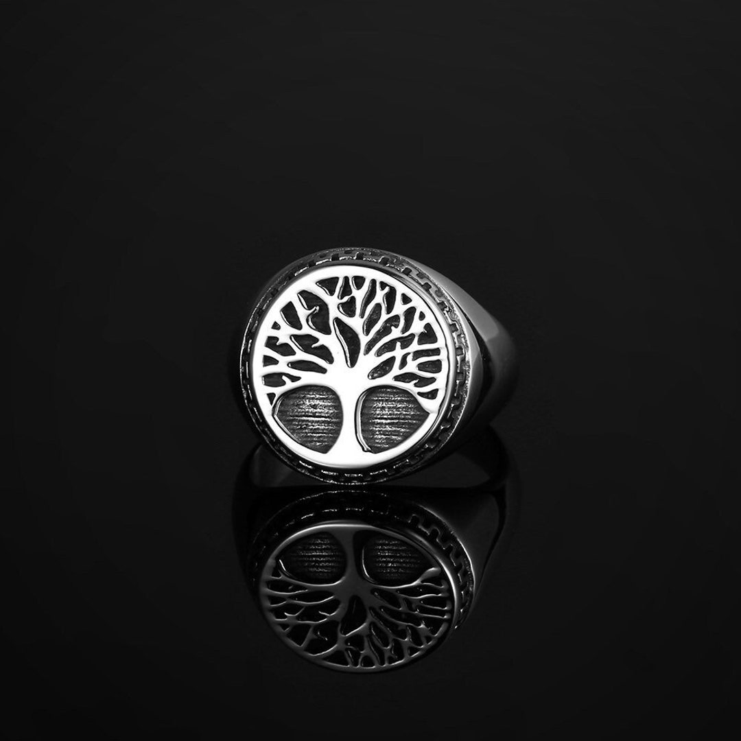 Mens Ring, Silver Tree of Life Ring - Silver Signet Ring - Signet Ring ...