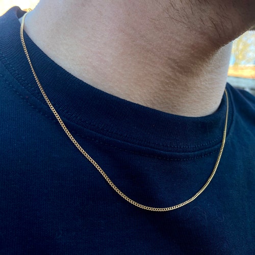 18k Gold Chain Necklace Chain Mens Gold Cuban Curb 3mm Gold - Etsy