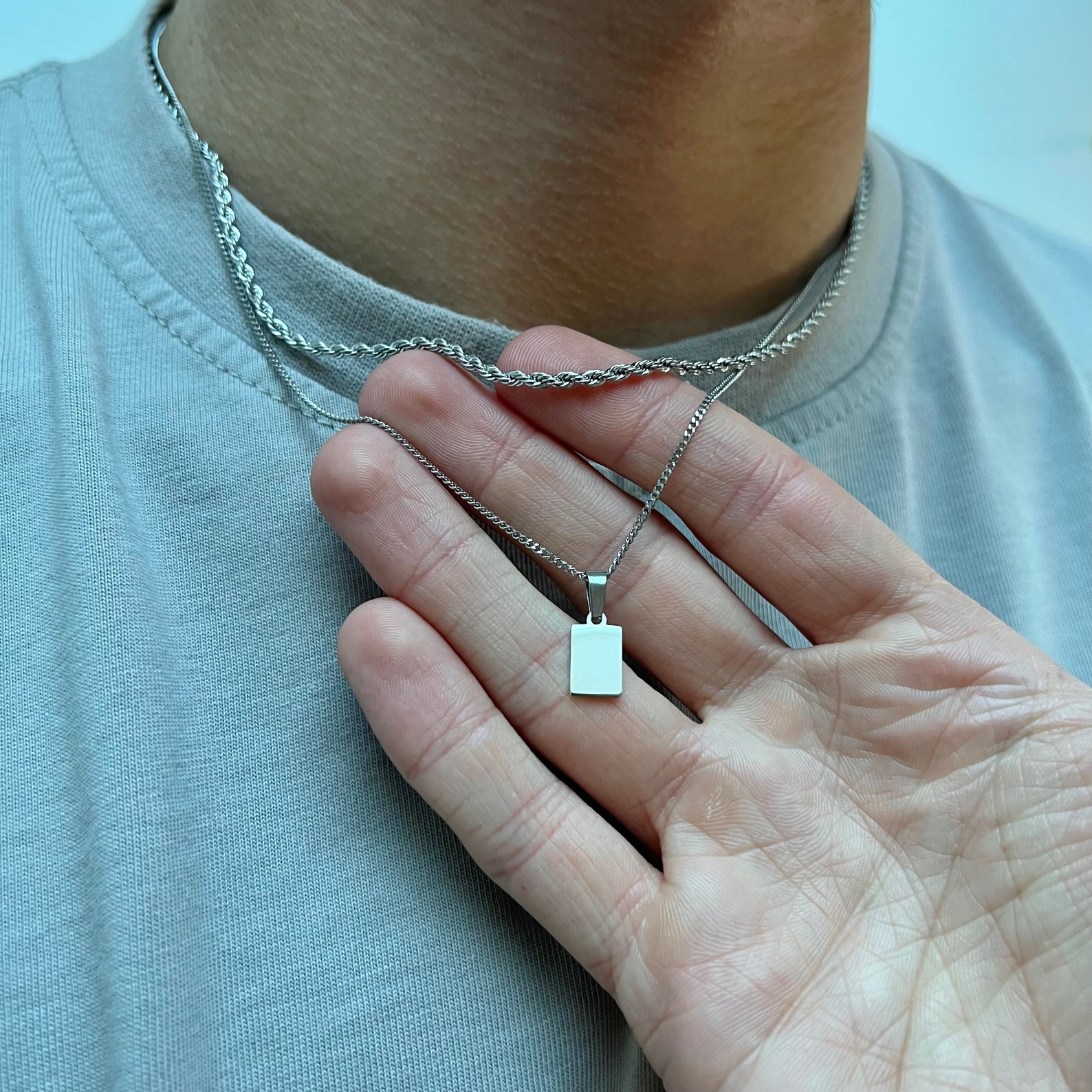 Mens Silver Necklace for Men Mens Jewelry Gift Sets Silver Mens ...