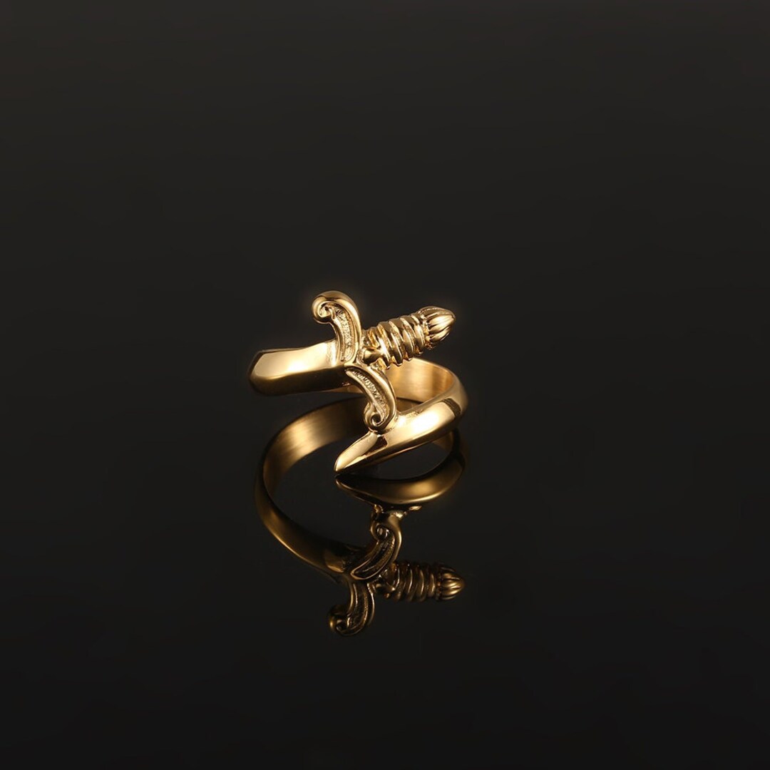 18K Gold Sword Ring - Mens Ring - Samurai Ring for Men - Mens Gold Ring ...