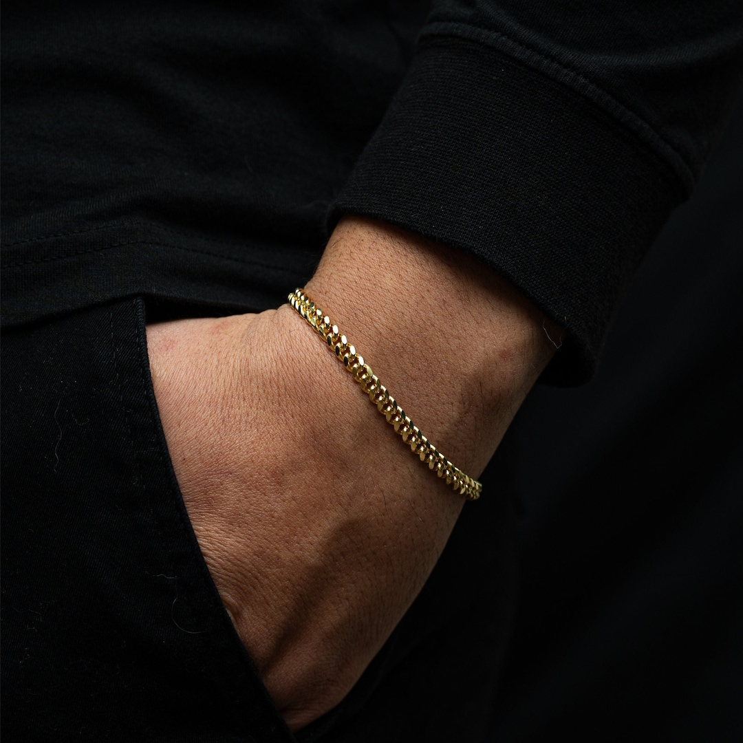 Mens Bracelet - Mens 23K Gold Plated Bracelet - Gold Bracelet for Men ...
