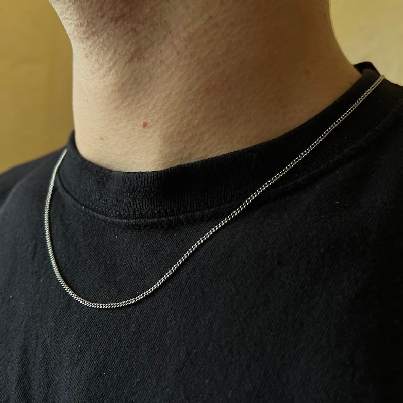 Thin Silver Chain - 2mm Silver Curb Connell Chain Necklace - Mens Chain ...