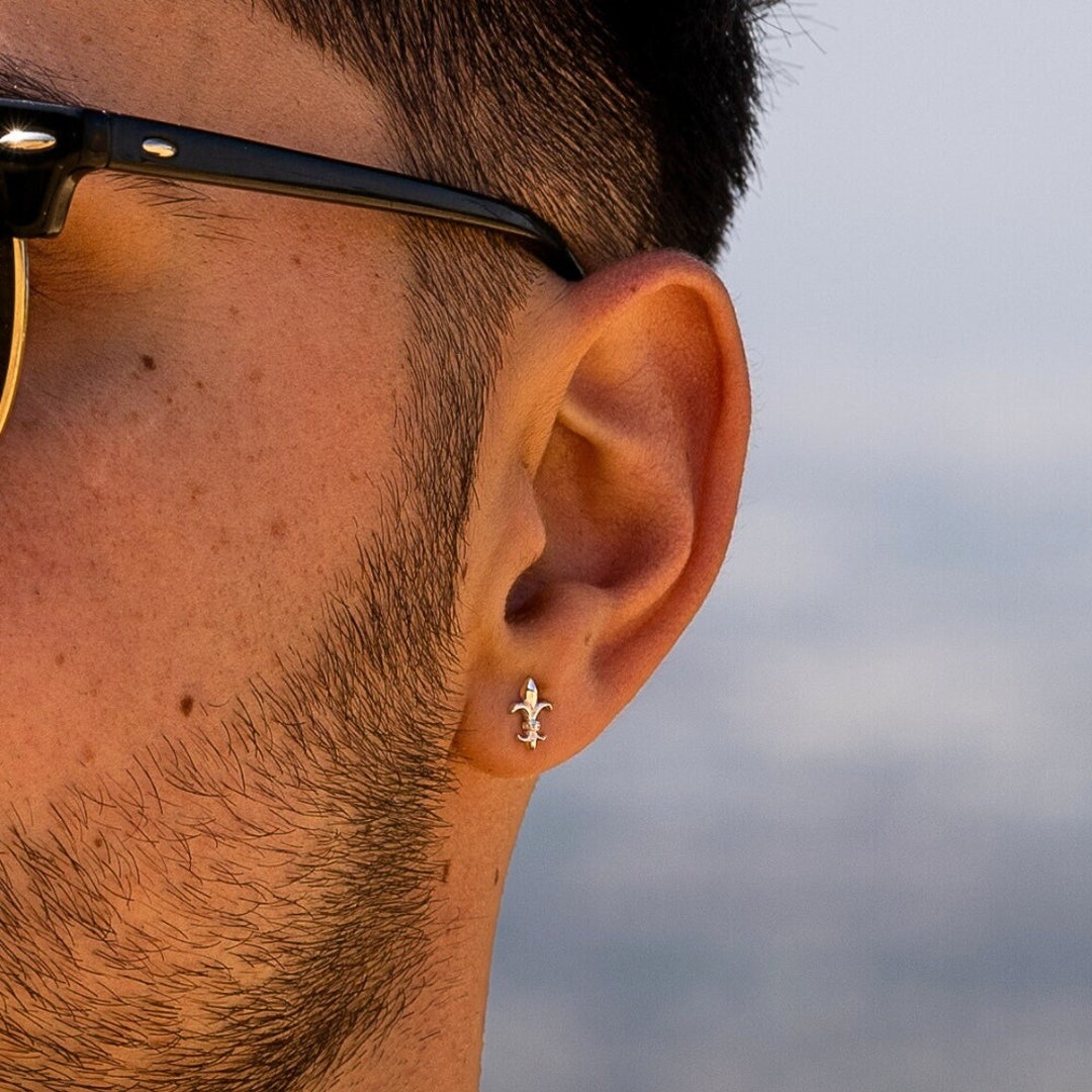Mens Earrings, Mens Stud Earrings, Silver Stud Earrings, Fleur De Lis ...