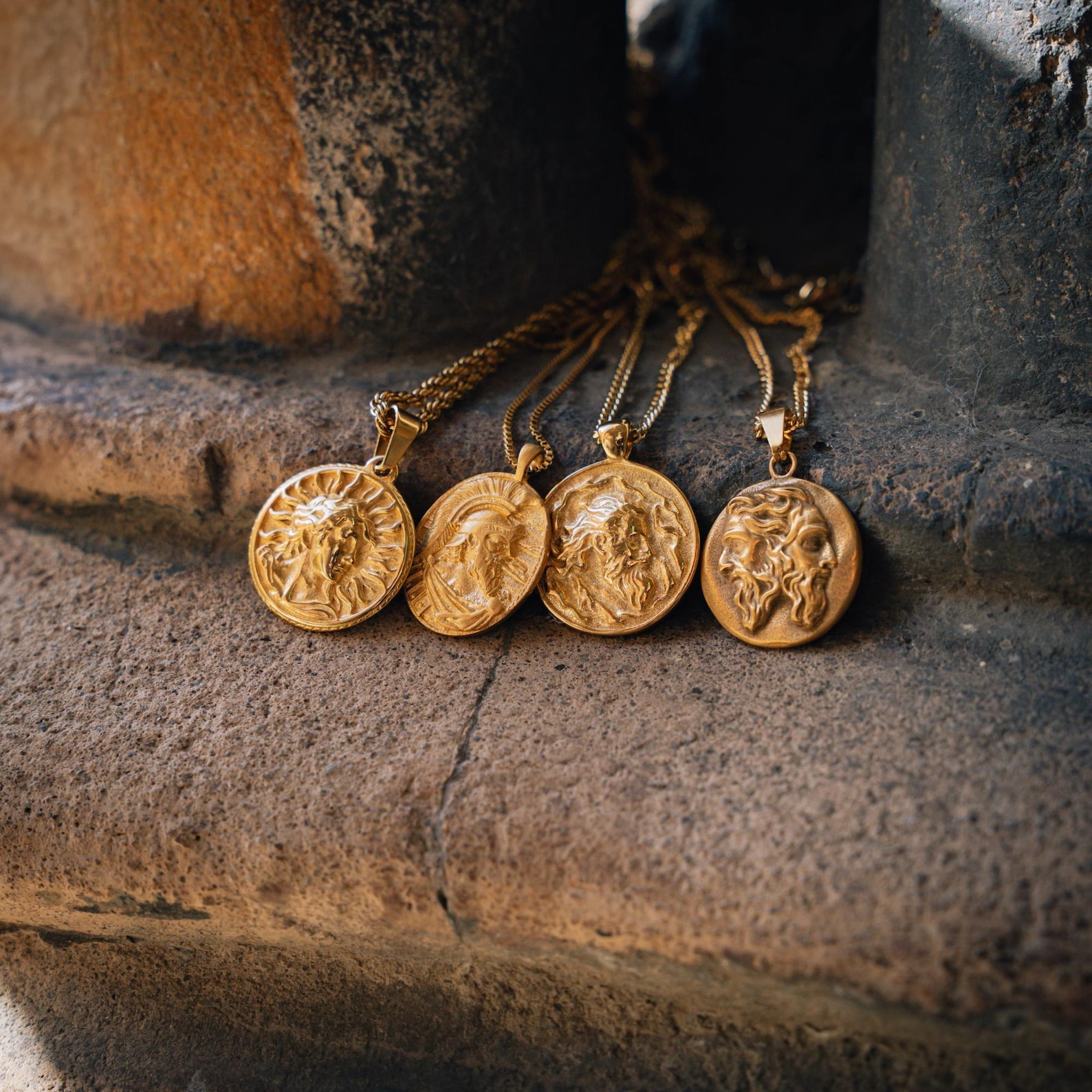 Mens Necklace, 18K Gold Chain Pendant, Greek God Pendant Necklace for ...