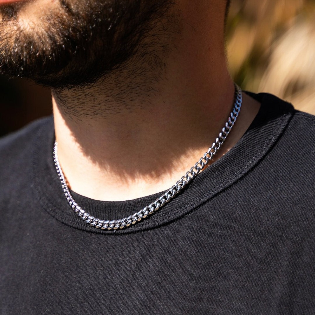 6mm Silver Cuban Chain, Mens Chain, Silver Chain Mens - Thicker Mens ...