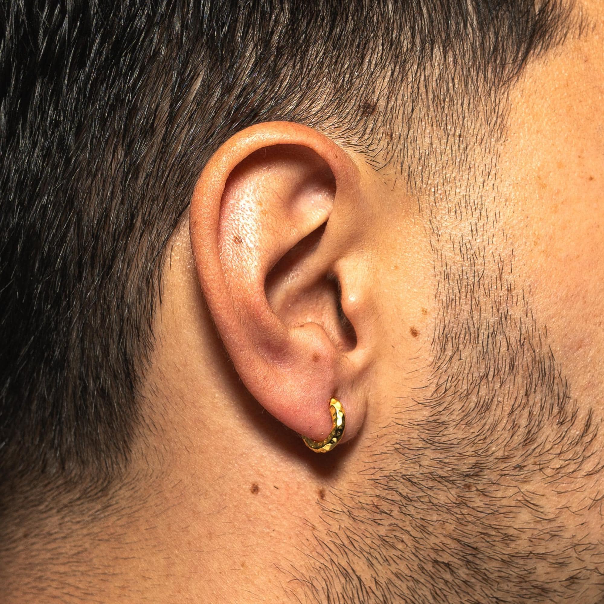 18K Gold Hoop Earrings - Mens Gold Huggie Hoop Earrings - Mens Jewelry ...