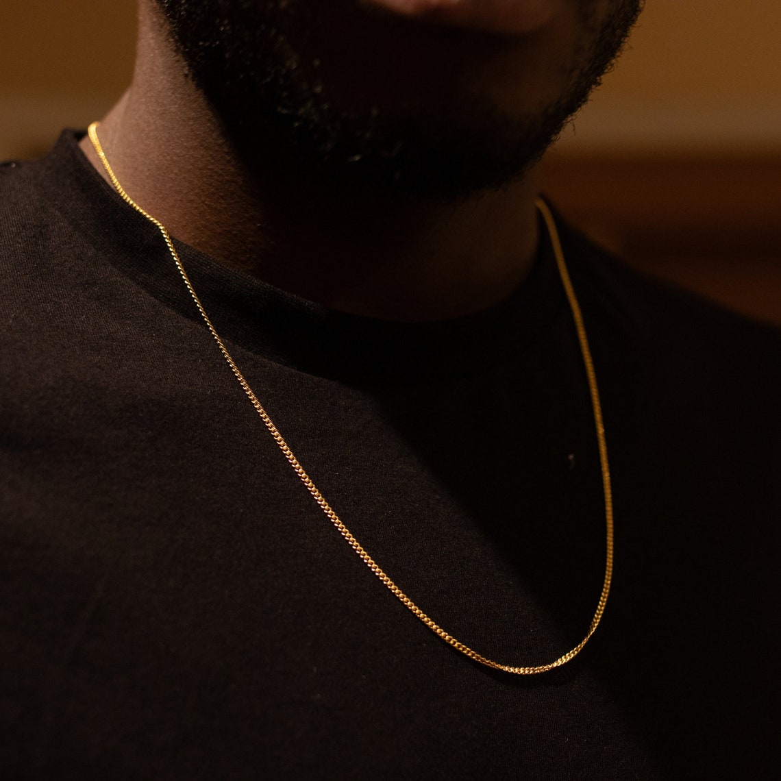 Mens Gold Chain - 2mm Gold Connell Link Chain - Mens Jewelry - 18K Gold ...
