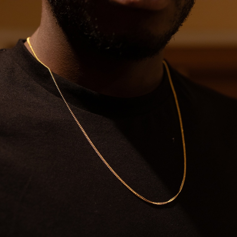 Mens Gold Chain - 2mm Gold Connell Link Chain - Mens Jewelry - 18K Gold ...