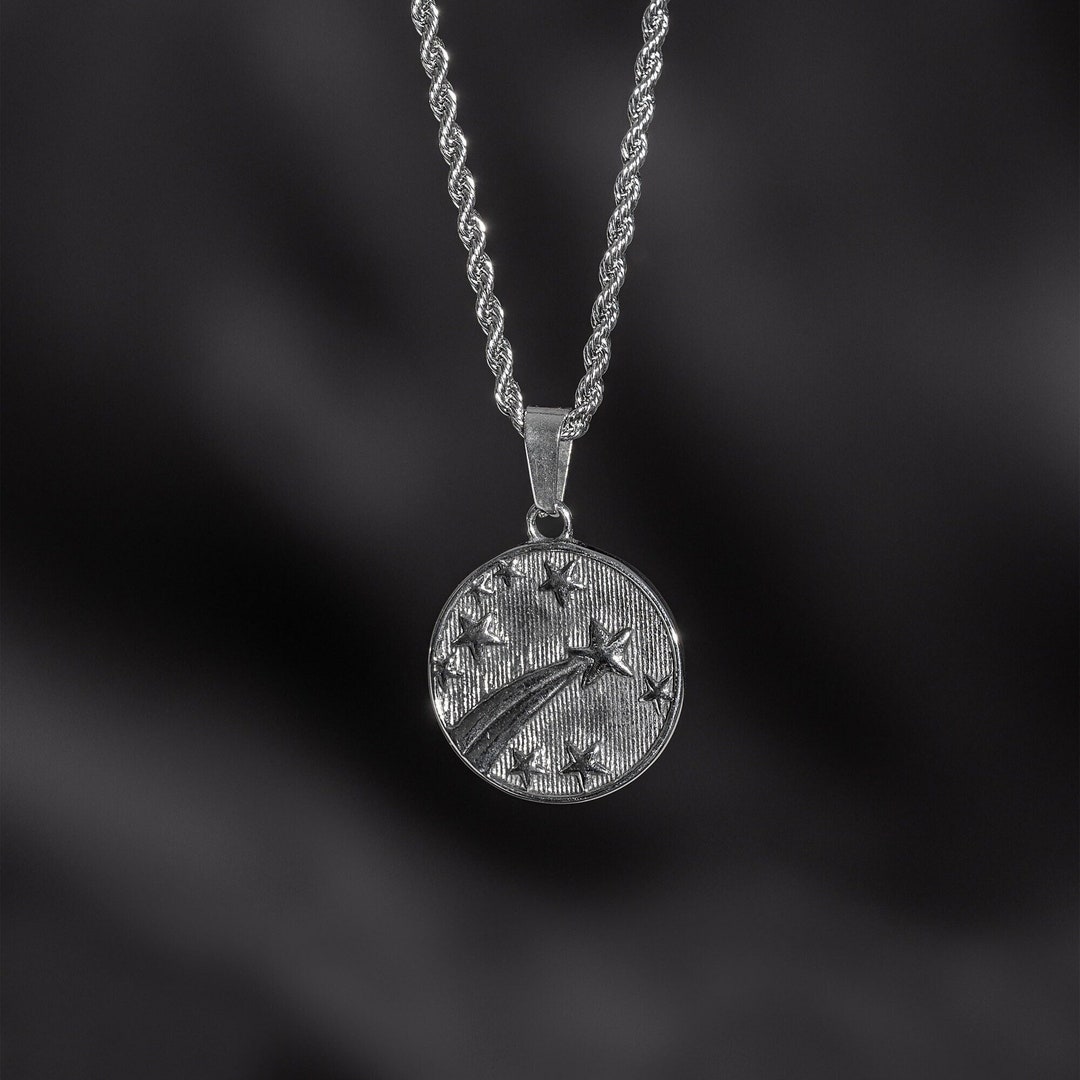 Mens Necklace - Silver Star Pendant Necklace for Men - Mens Jewelry ...