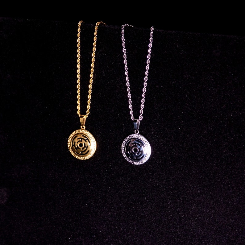 Silver Maze Pendant Mens Silver Round Pendant Black Onyx - Etsy