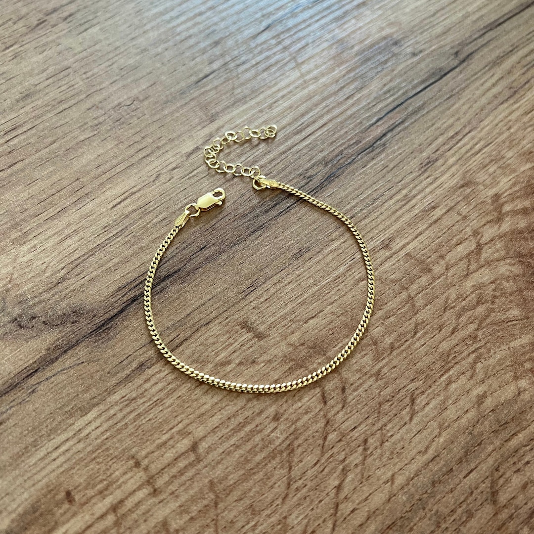Mens Bracelets - 2mm 23K Gold Cuban Bracelet Chain for Men - Mens Thin ...