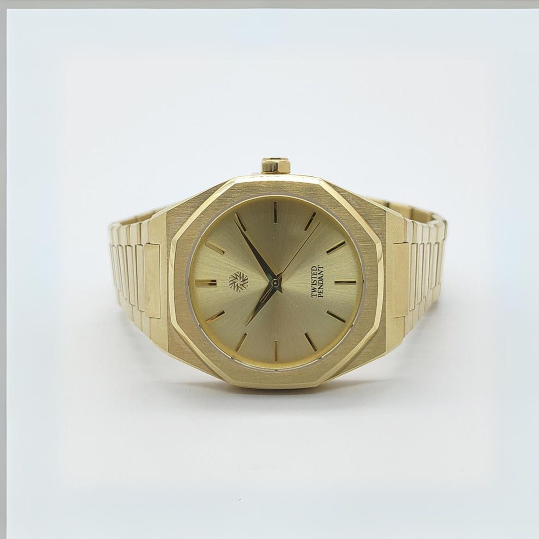 Gold Watch - Mens Watch - Gold Stainless Steel Wristwatch - Gold ...