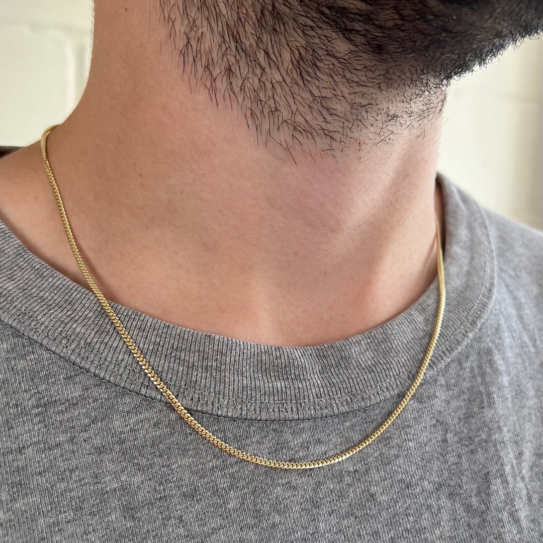 23K Gold Chain - Mens Gold Miami Cuban Link Chain - Thin Gold Chains ...