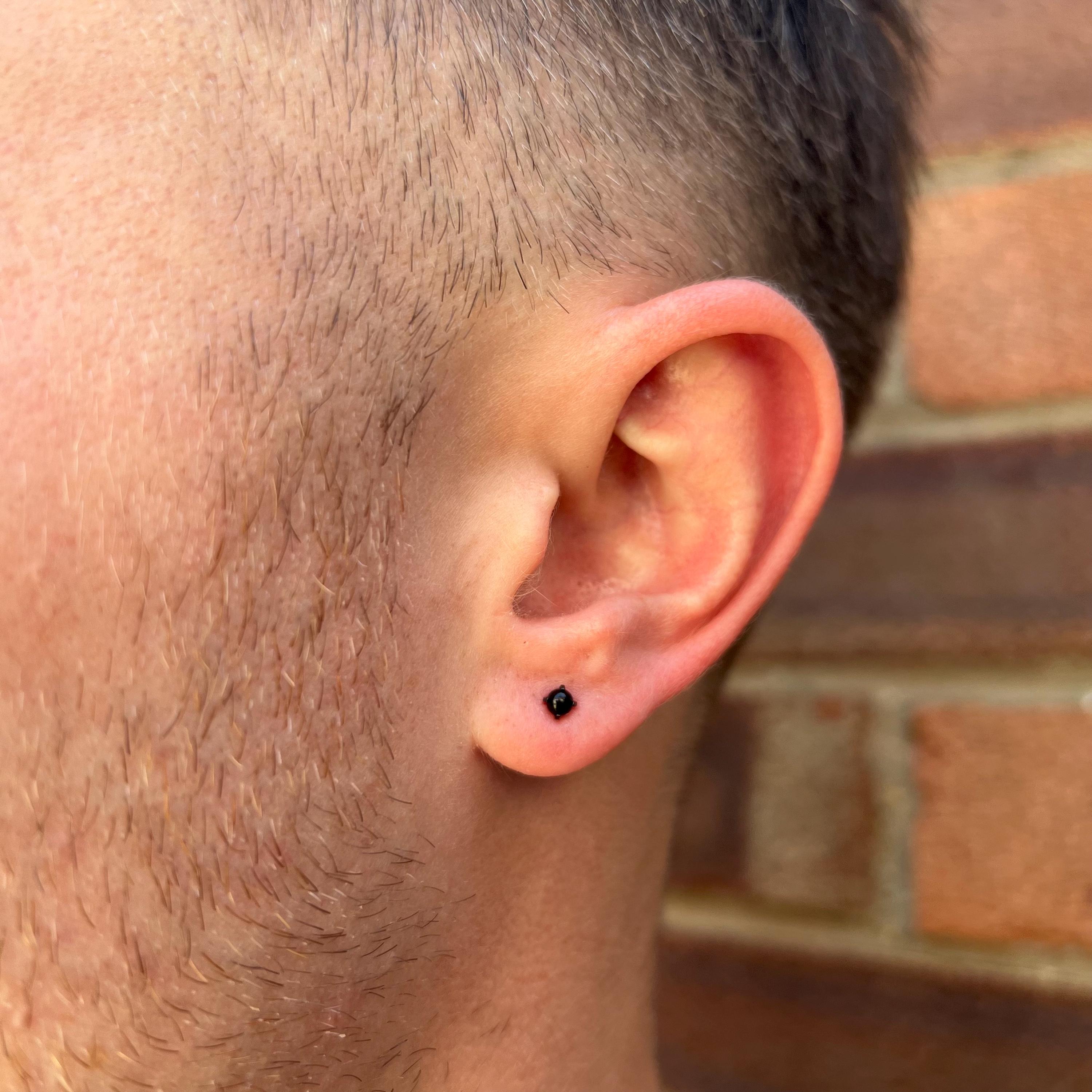 Mens Earrings - Black Stud Earrings Men, Black Studded Earrings, Black ...