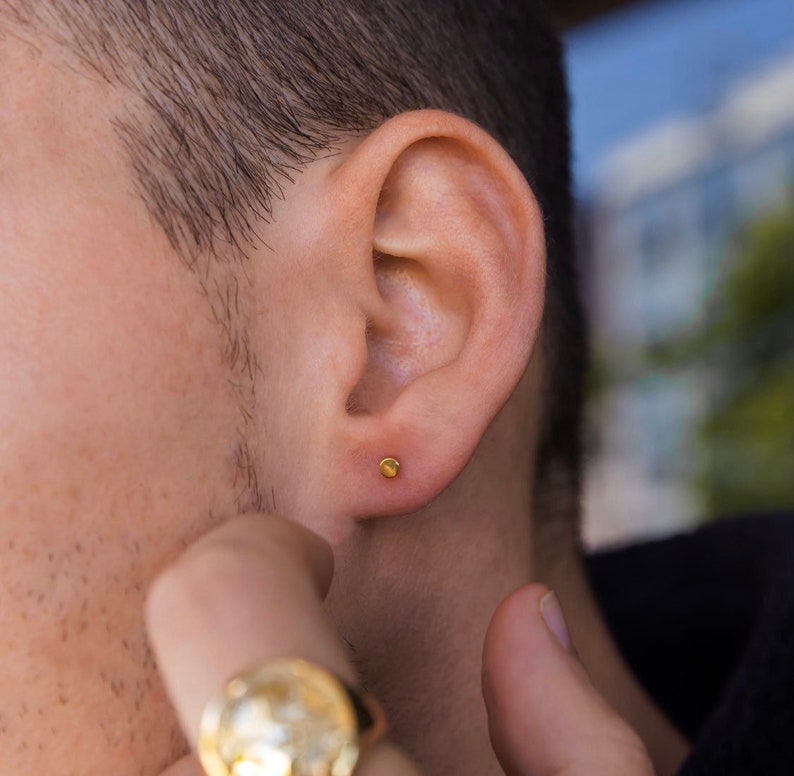 Mens Gold Earrings - Mens Earrings Studs - 3mm Stud Earrings Men - Mens ...