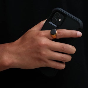 Black Signet Ring Men - Mens Ring - Black Onyx Styled Ring - Man Ring ...