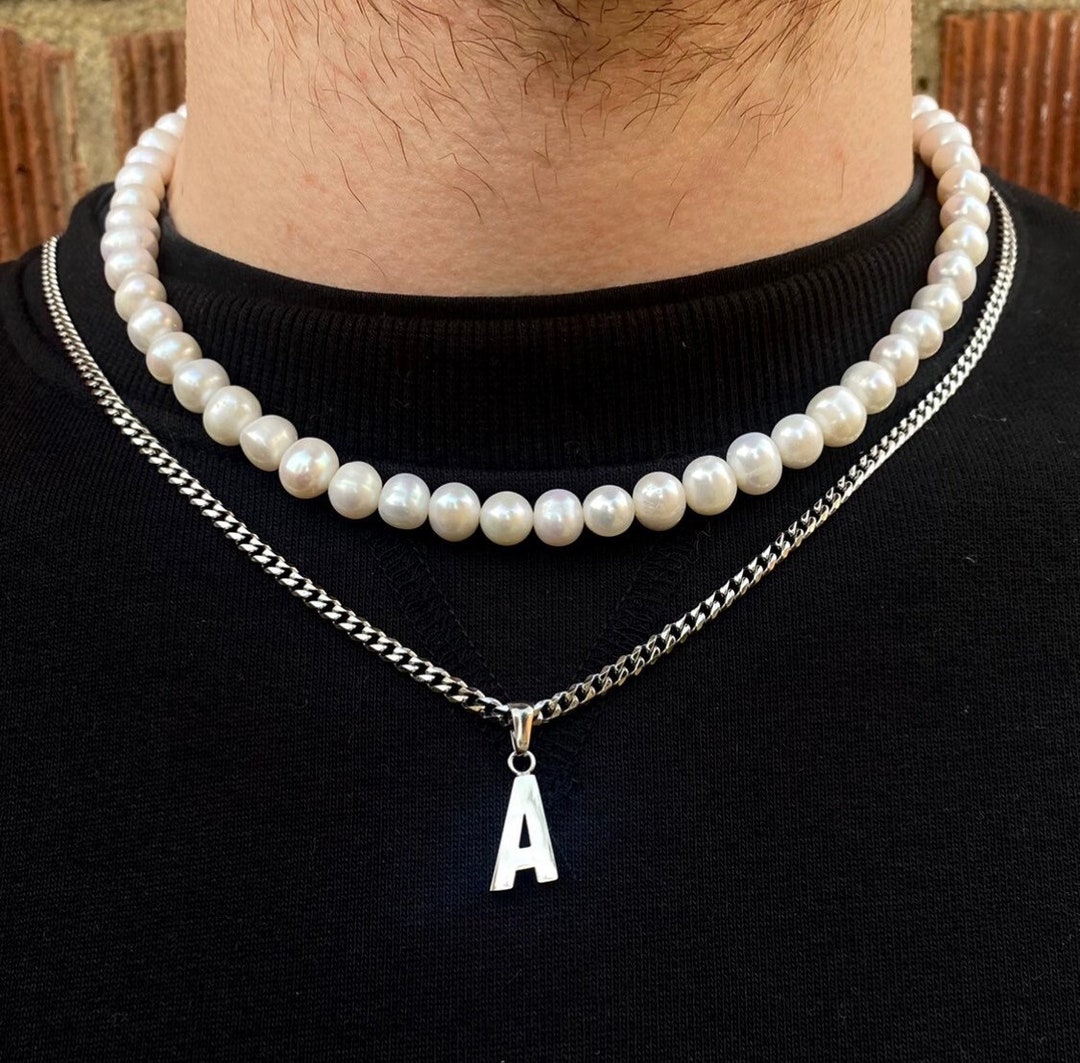 Pearl Necklace Men, Mens Freshwater Pearl Necklace Chain, Pearl Chains ...