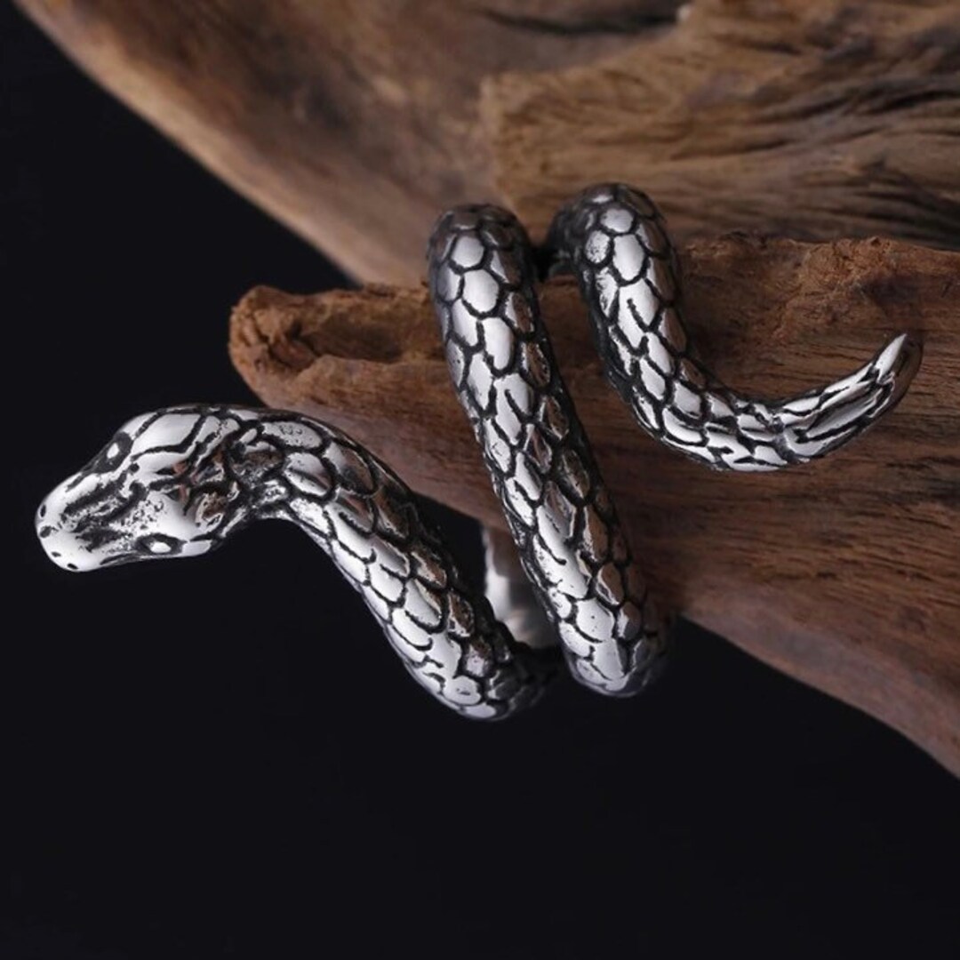 Mens Snake Ring - Silver Spiral Snake Rings for Men - 18K Gold Snake ...