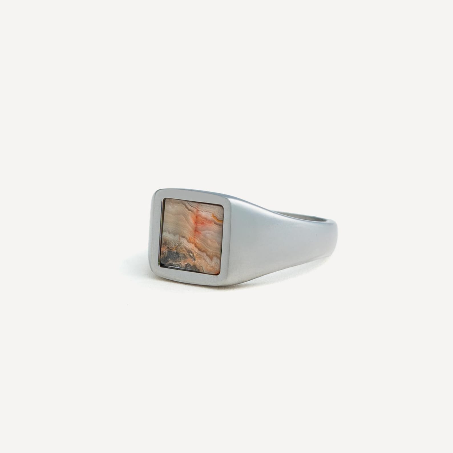 Mens Ring - Silver Signet Ring for Men - Crazy Lace Onyx Agate Ring ...