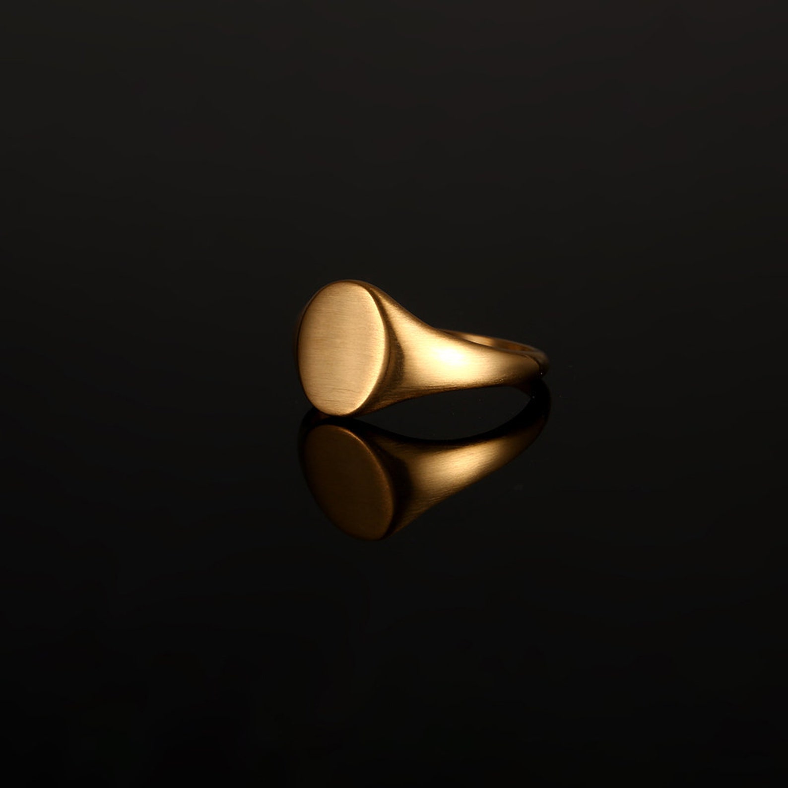 Black Signet Ring Men - Matte Finished Oval Ring - Mens Black Rings ...