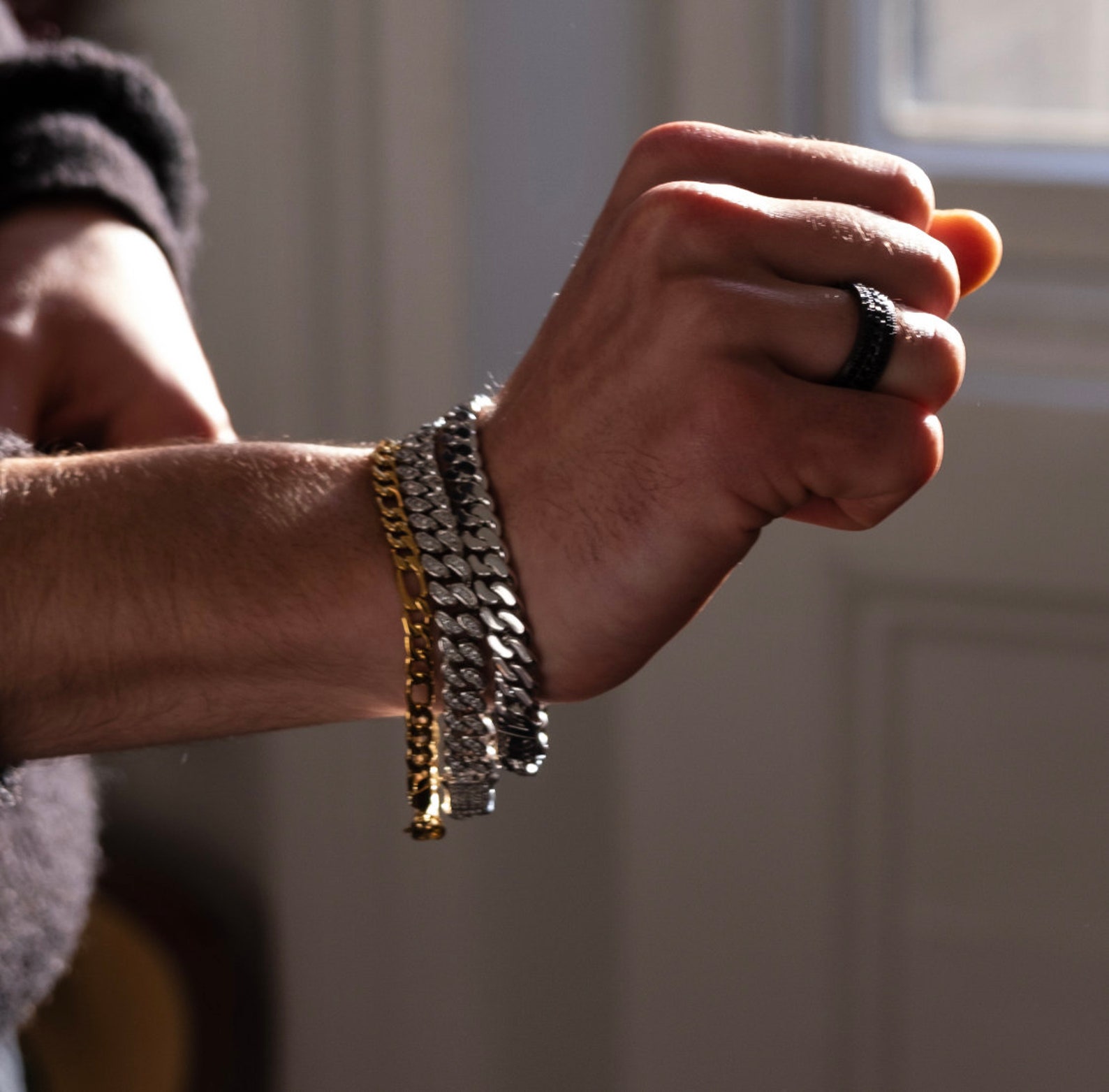 18k Gold Mens Bracelet Chain for Men Silver Bracelets Cuban | Etsy