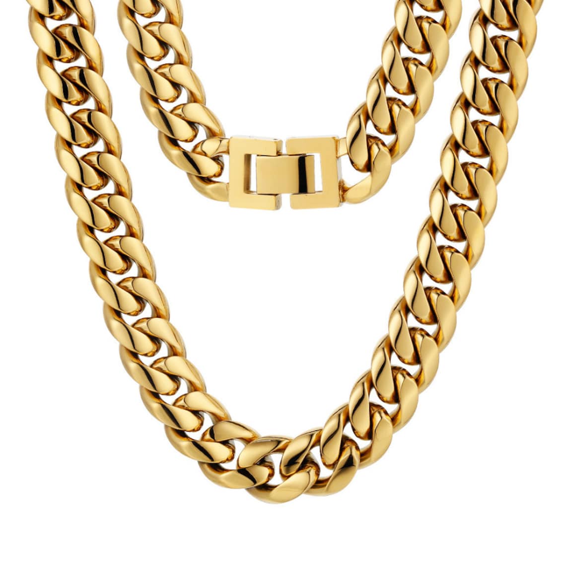 Heavy Gold Chain, Chunky Gold Chain Necklace - 12mm Cuban Link Chain ...