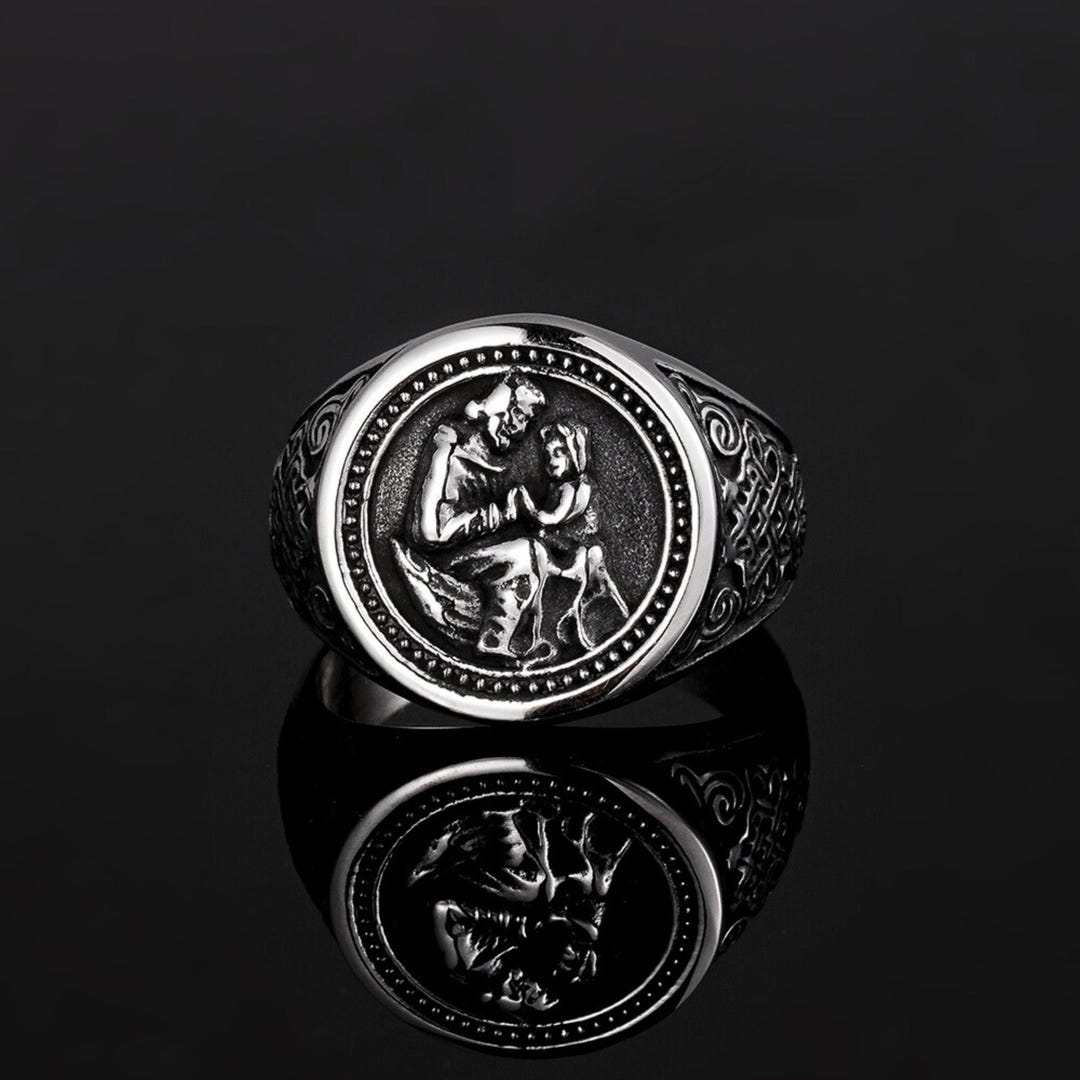 Mens Ring - Silver Saint Christopher Signet Ring - Large Vintage St ...