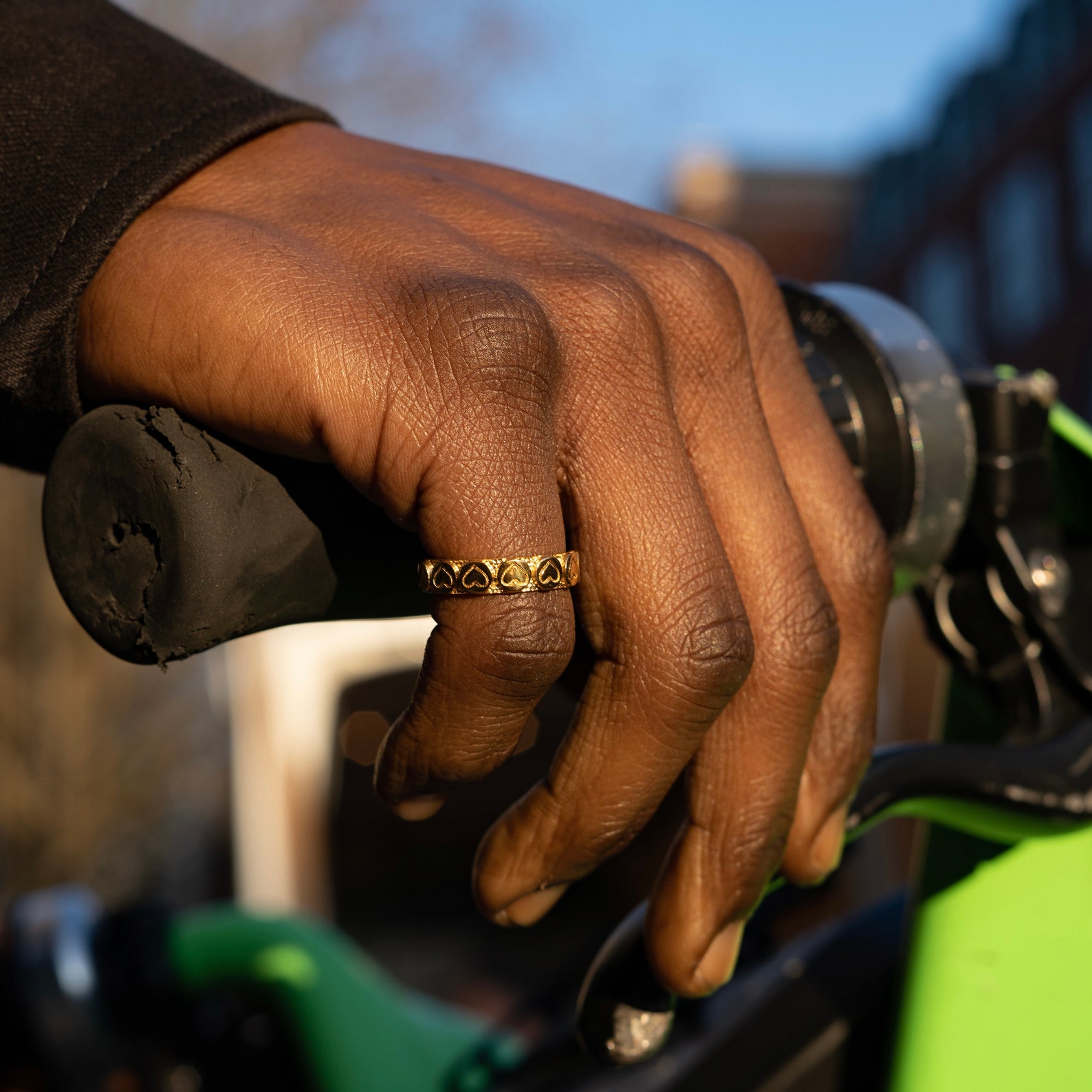 Mens Gold Ring - Gold Band Love Ring - Mens Pinky Ring - Love Heart ...