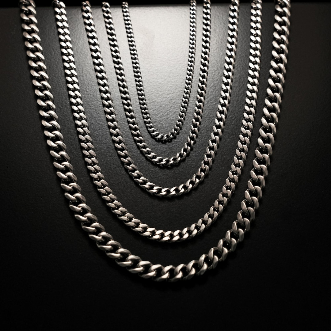 Silver Chain - 3mm/4mm/5mm/6mm/8mm Cuban Link Chain - Stainless Steel ...