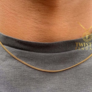 18k Gold Thin Mens Necklace Chain Gold Chain Necklace Thin - Etsy