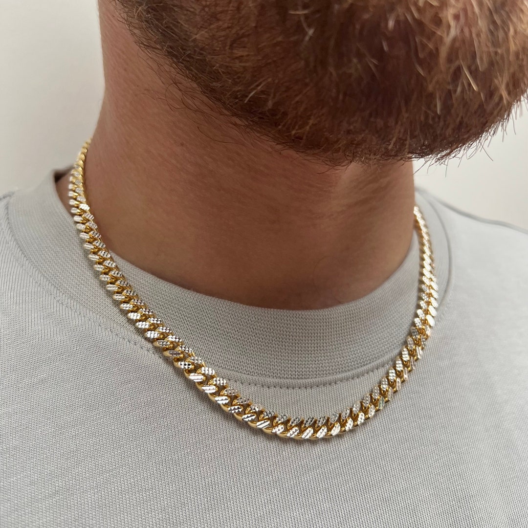 23K Gold Chain - Gold Cuban Two Tone Chain - Mens Gold Chains - Mens ...