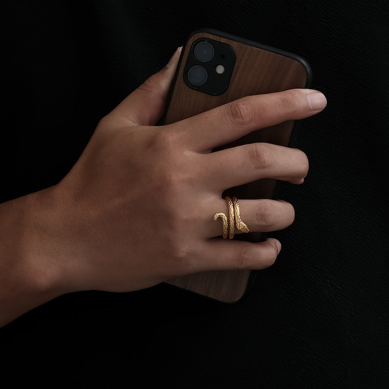 Mens Ring Thin Gold Snake Ring Men 18K Gold Mens Snake - Etsy