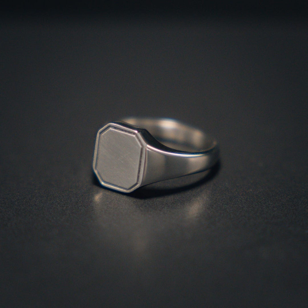 Silver Matte Signet Ring - Mens Ring - Horizon Silver Rings for Men ...